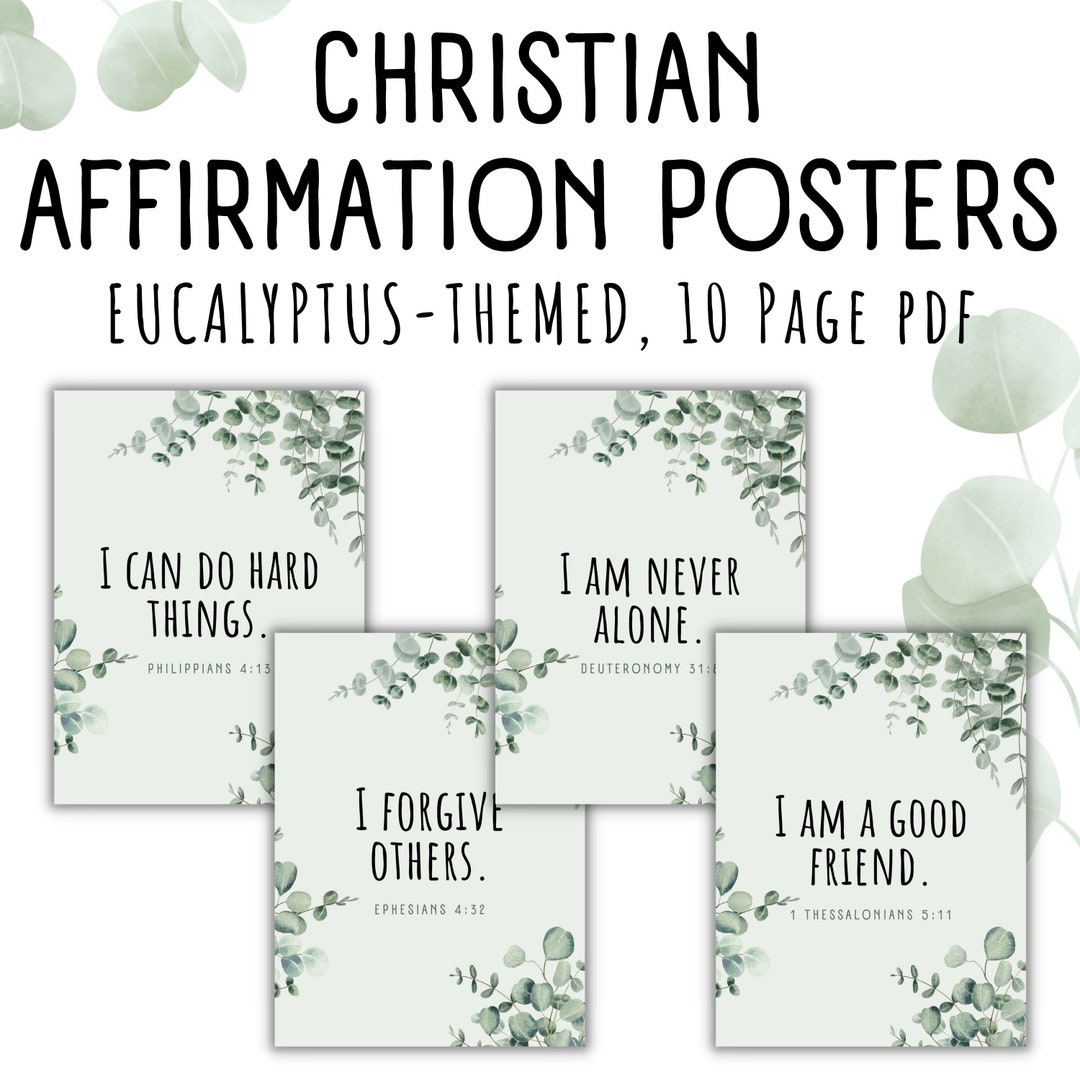 Eucalyptus Christian Affirmation Posters Bible Verse Bulletin Board ...