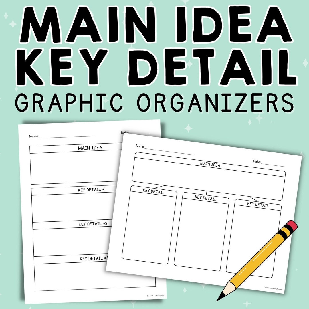 Main Idea & Key Detail Graphic Organizers (PDF) - Etsy
