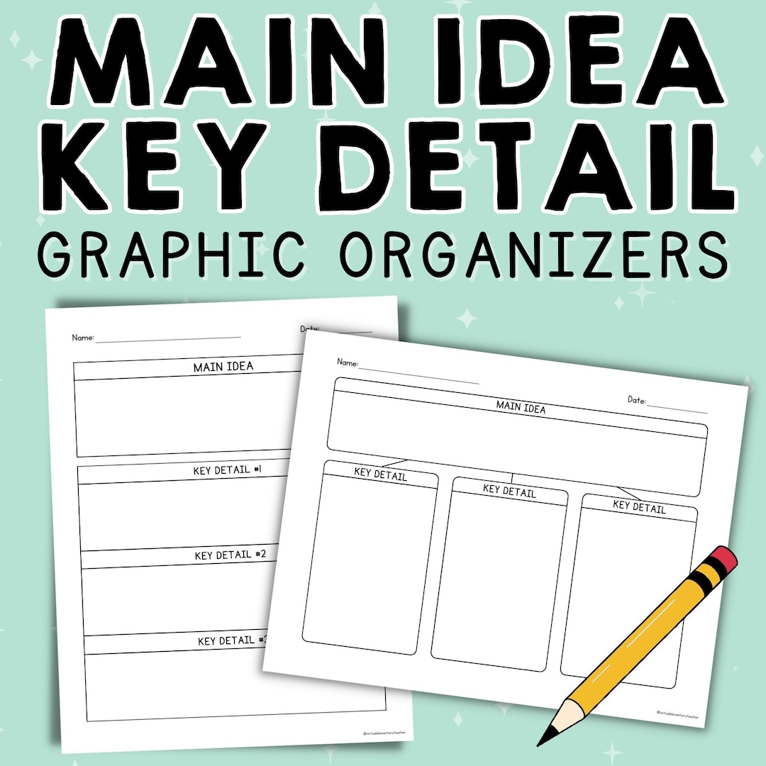 Main Idea Key Detail Graphic Organizers, Reading Comprehension ...