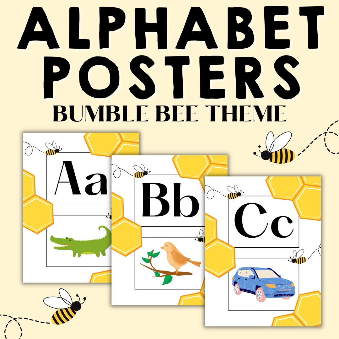 Bumble Bee Alphabet Posters | Farmhouse Classroom Decor (digital ...