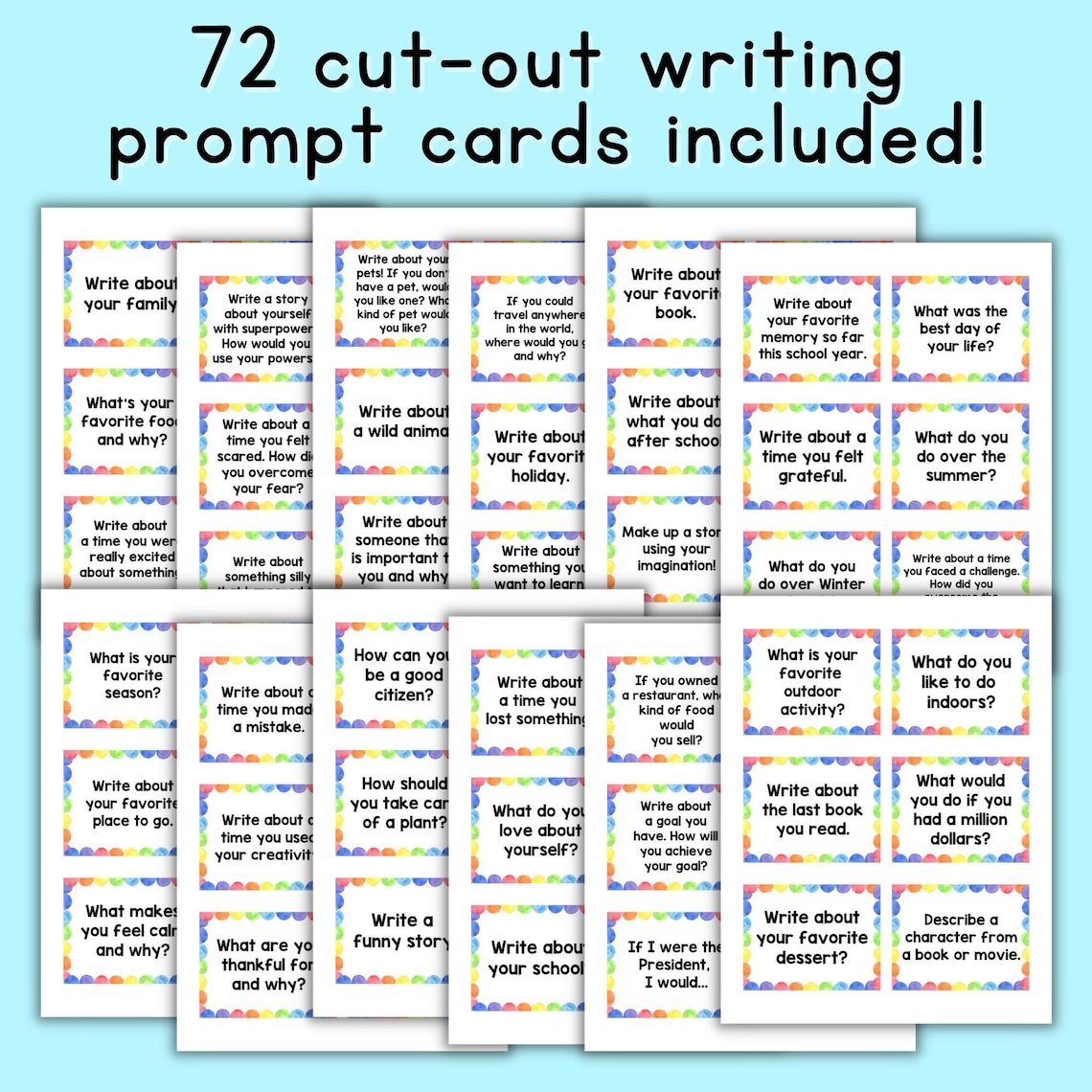 Writing Prompt Cards Writing Prompts for Students Early Writers Writing ...