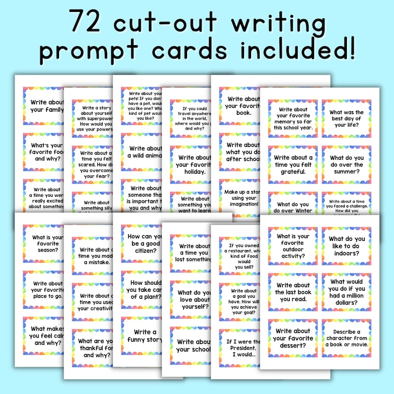 Writing Prompt Cards Writing Prompts for Students Early Writers Writing ...
