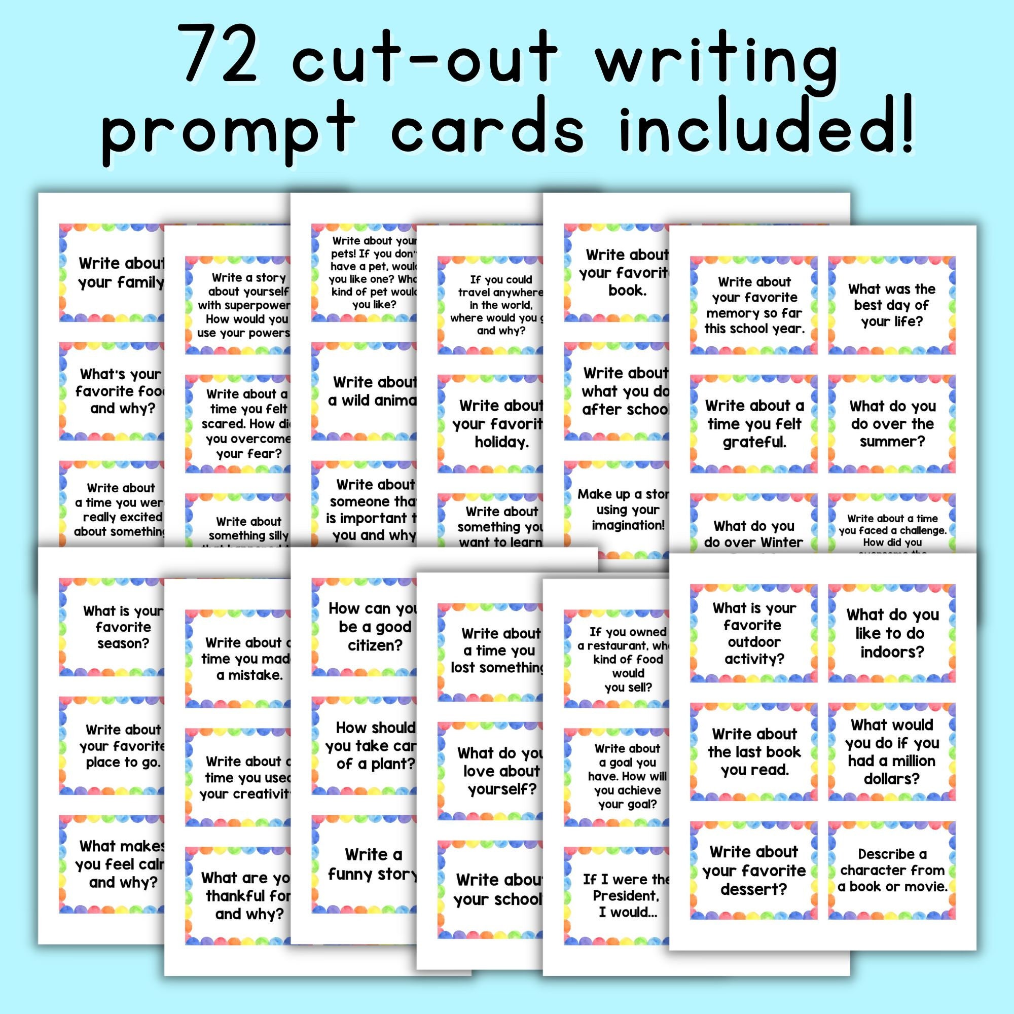 Writing Prompt Cards Writing Prompts for Students Early Writers Writing ...