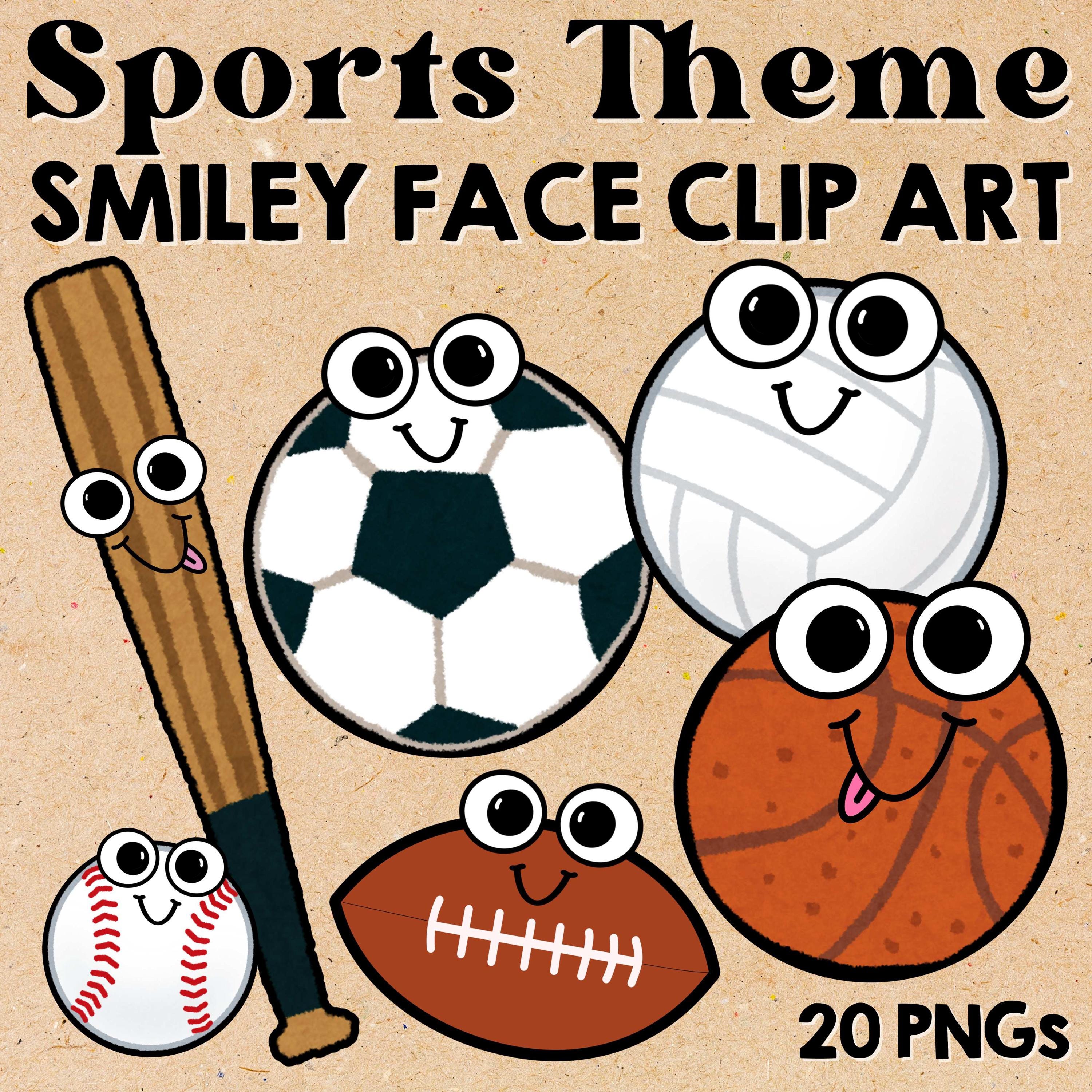 Sports Theme Smiley Face Clipart | Cute Sports Ball Pngs, Baseball ...