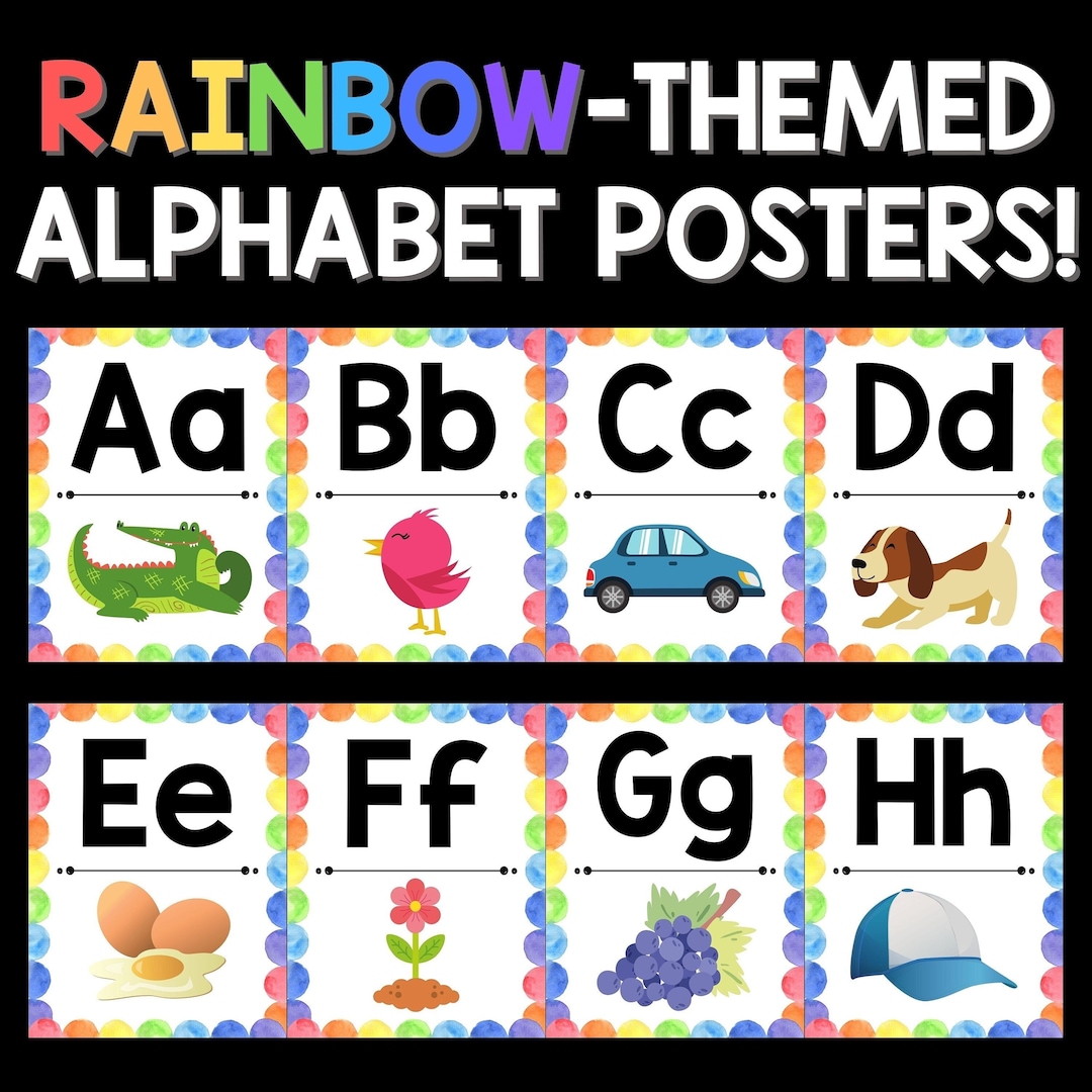 Rainbow Alphabet Posters Educational Posters ABC Rainbow Theme Signs ...