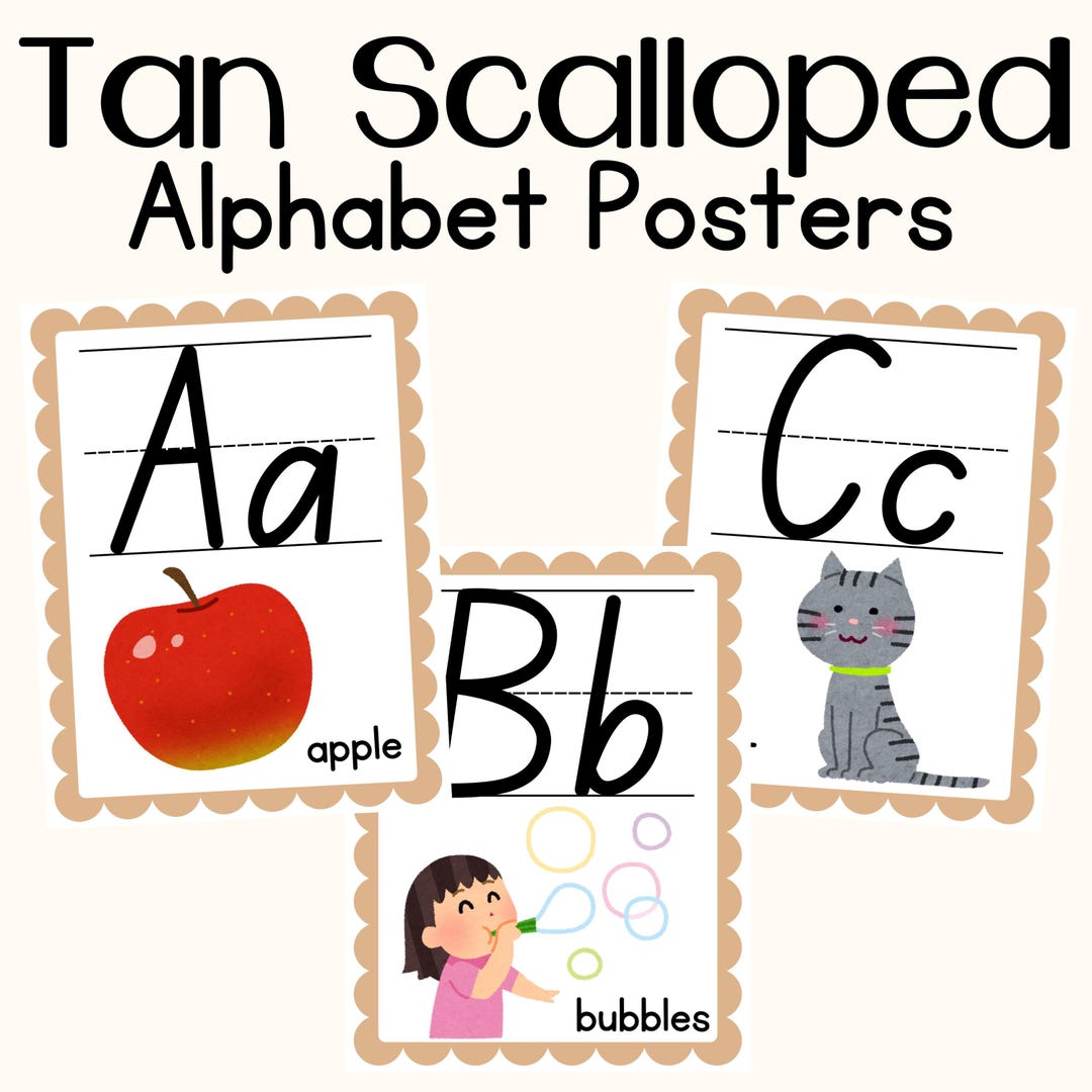 Tan Scalloped Alphabet Posters, Boho Classroom Decor (PDF Pattern) - Etsy