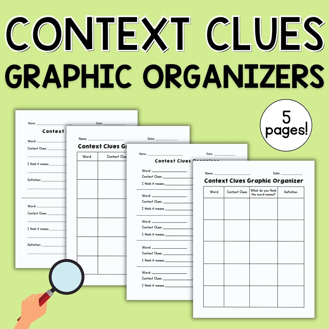 Context Clues Vocabulary Graphic Organizer ELA Worksheets Reading ...