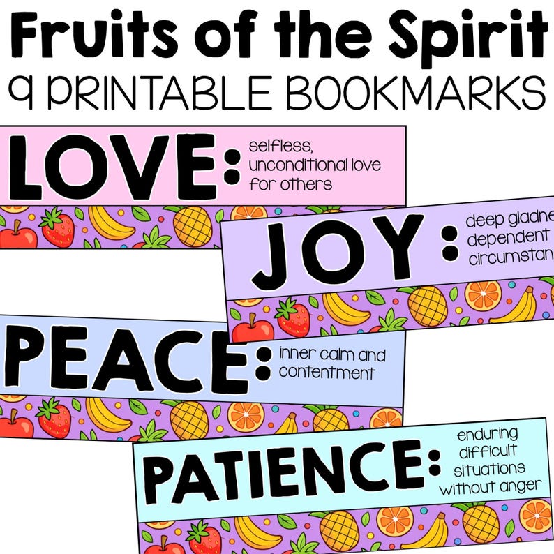 Fruits of the Spirit Bookmarks - Color Bookmark Gifts - Etsy