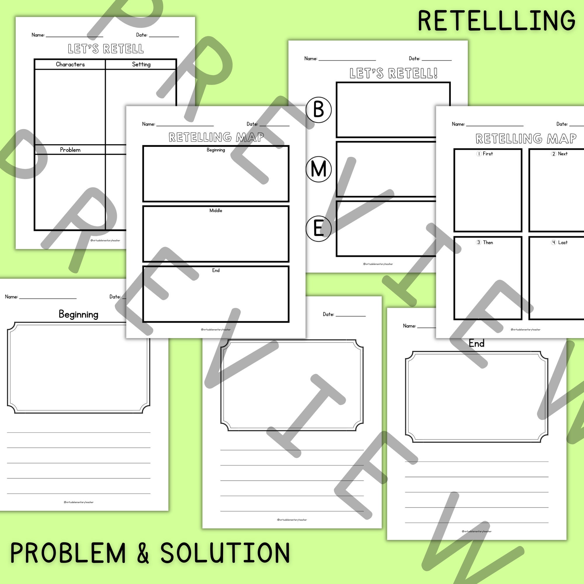 Reading Comprehension Worksheets Reading Response Retelling Character ...