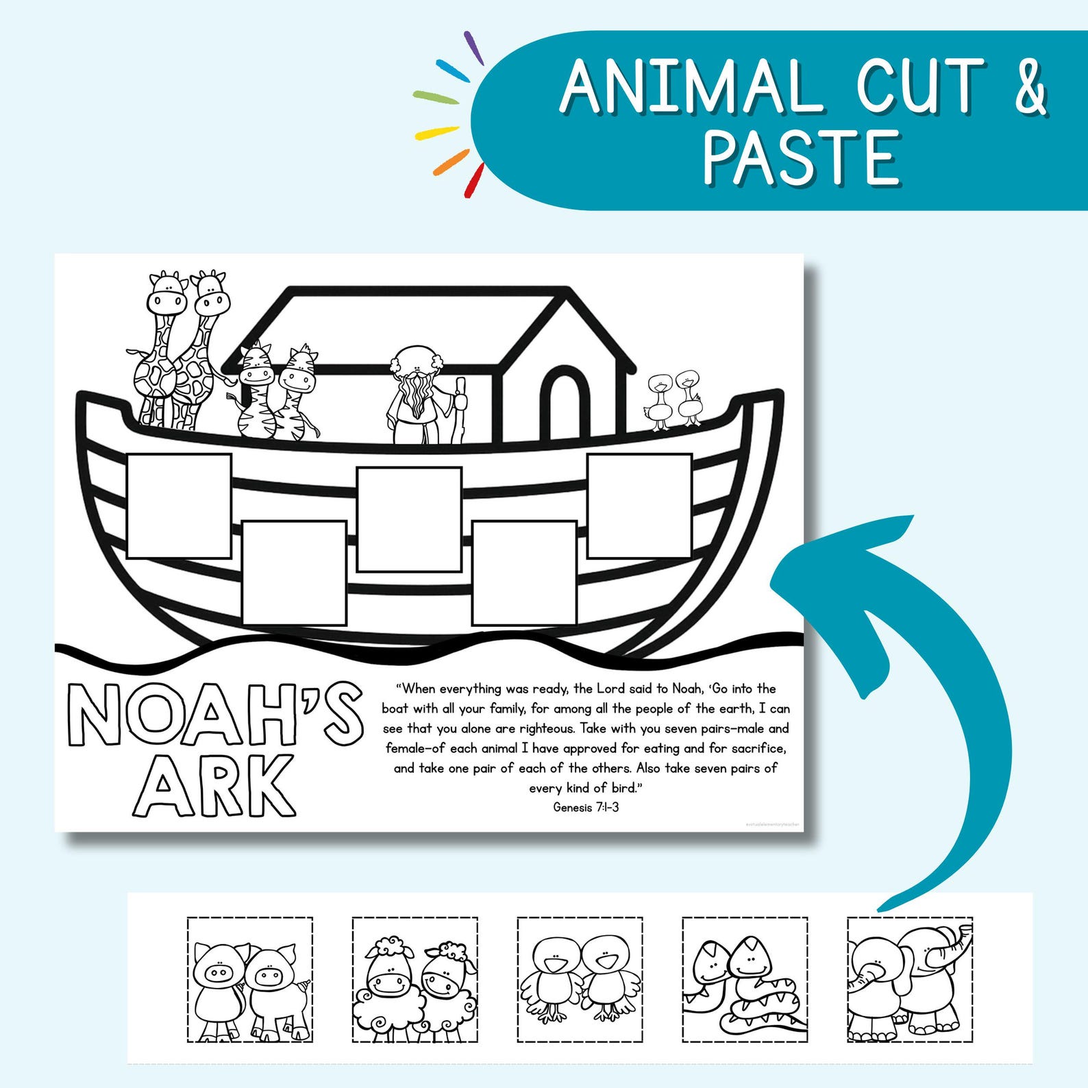 Noah’s Ark Bible Story Printables | Noah’s Ark Unit, Mini Book ...