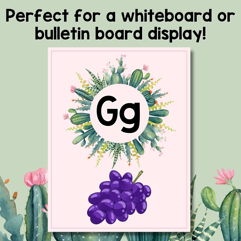 Alphabet Posters Cactus Themed ABC Cactus Themed Educational Posters ...