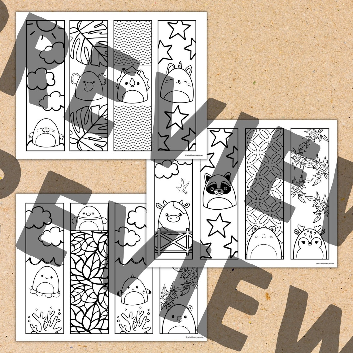 Squishmallow Art Bookmarks Printable Bookmarks Squishmallow Party ...