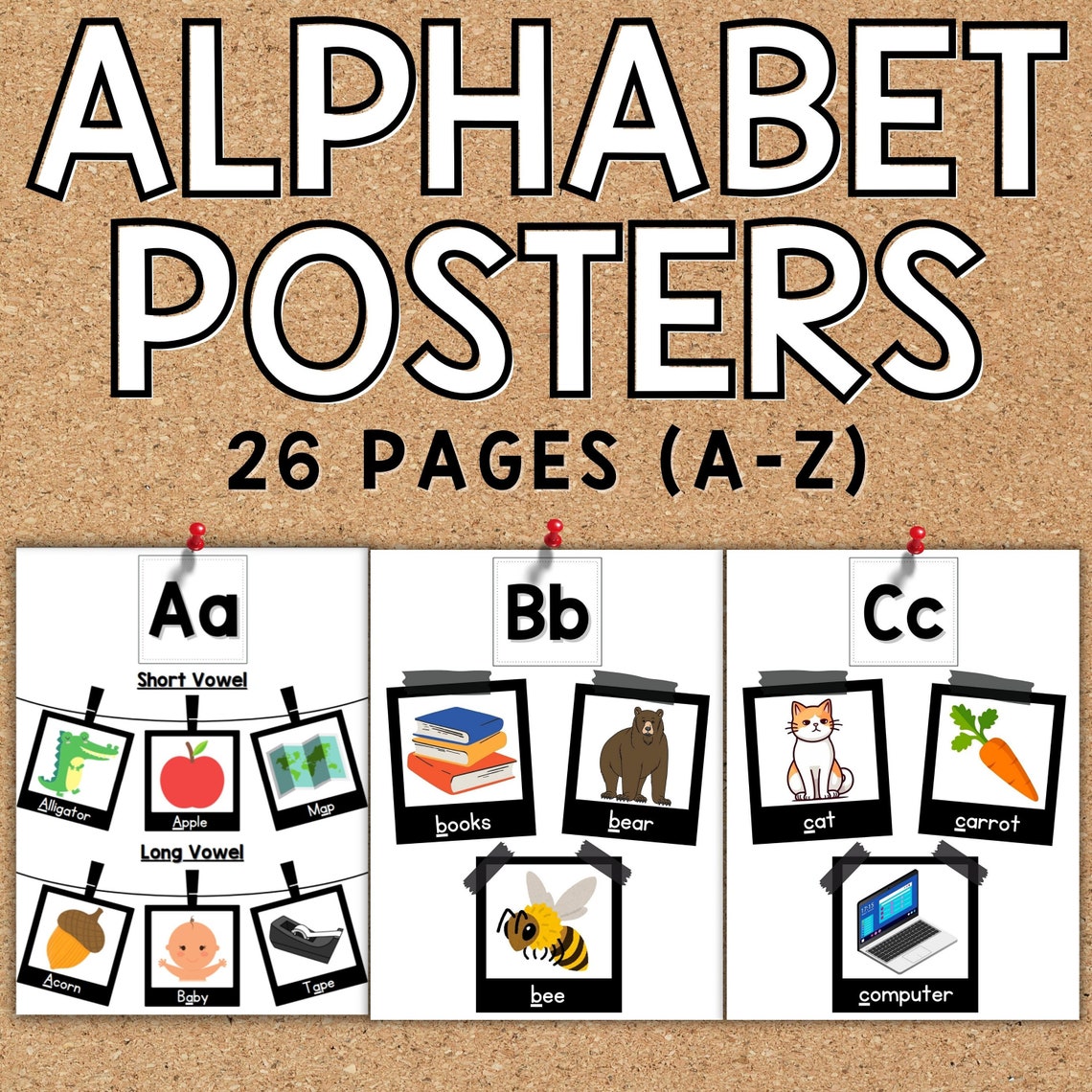 Printable Alphabet Posters – ABC Classroom Decor, Phonics (digital ...