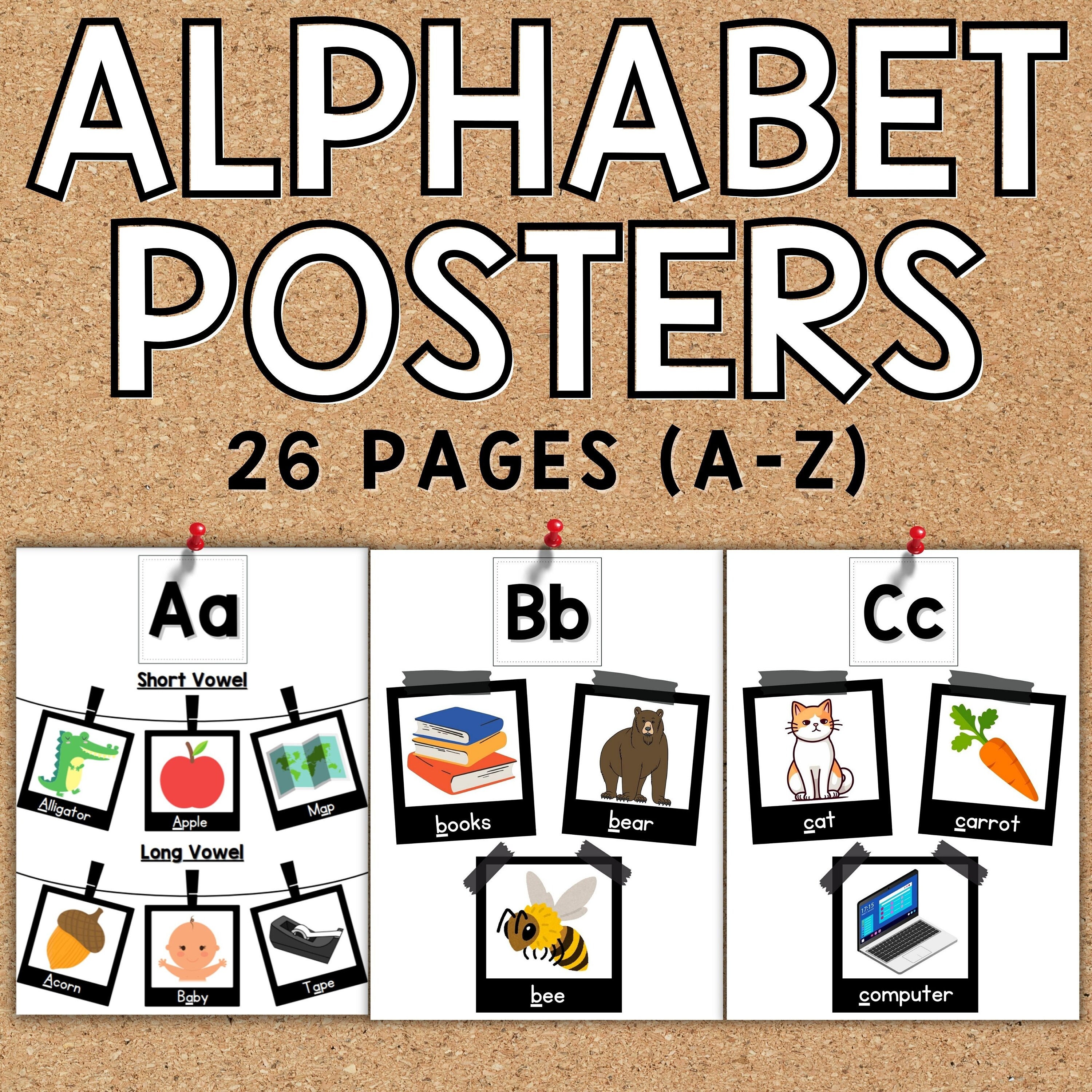 Printable Alphabet Posters – ABC Classroom Decor, Phonics (digital ...