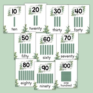 Number Posters Math Posters Multiples of Tens Numbers 10-100 Eucalyptus ...