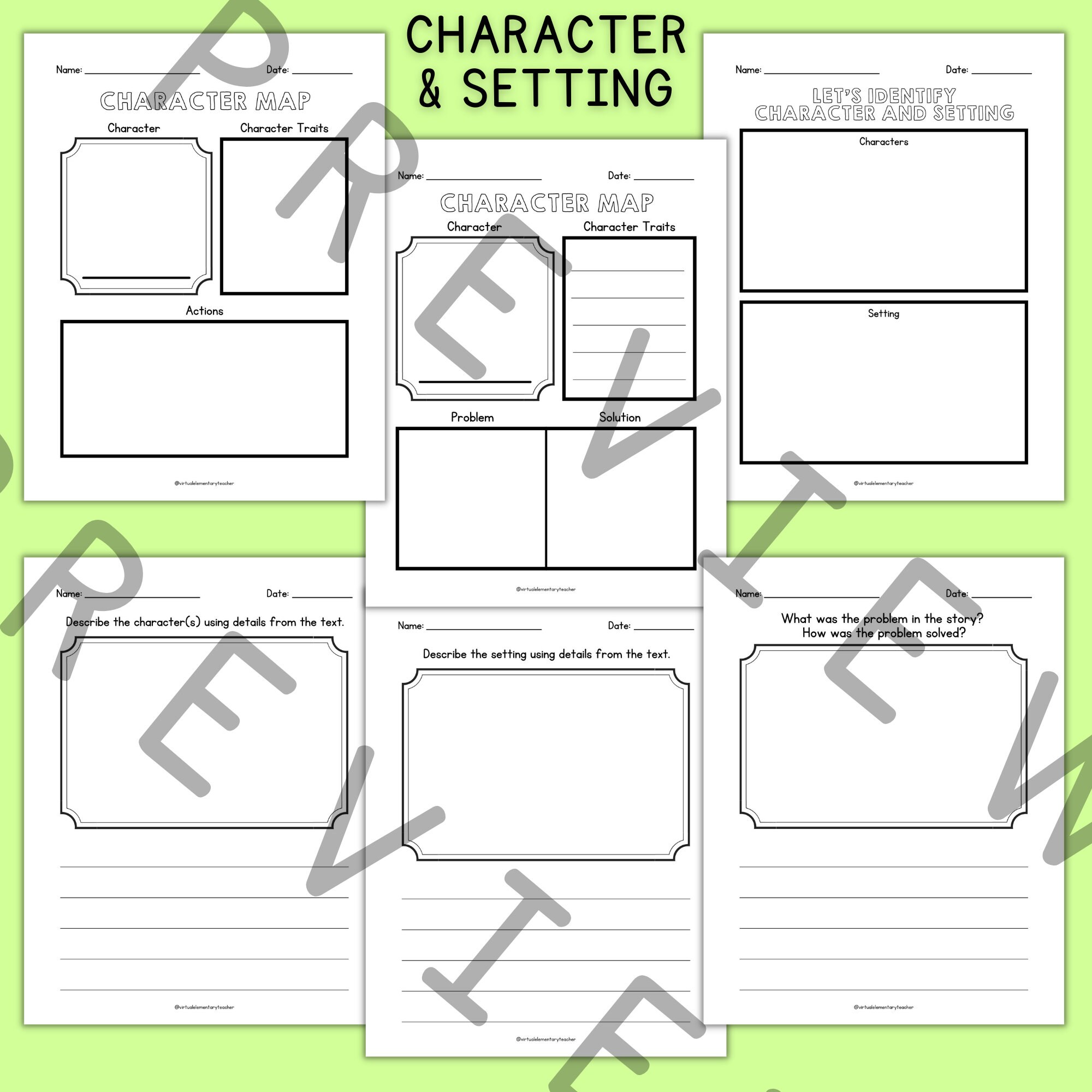 Reading Comprehension Worksheets Reading Response Retelling Character ...