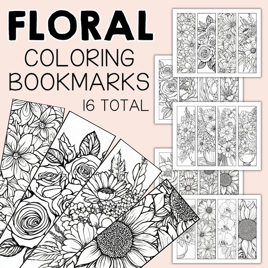 Floral Printable Coloring Bookmarks Flower Coloring Printable Bookmarks ...