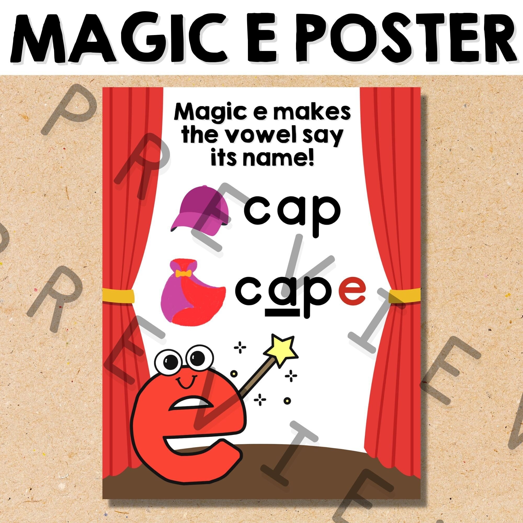 Magic E Poster, Silent E - Phonics Learning (PDF) - Etsy
