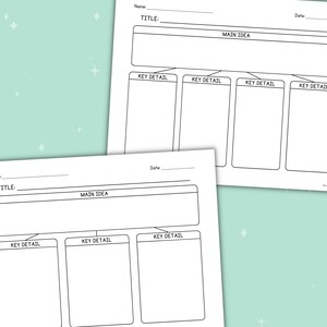 Main Idea Key Detail Graphic Organizers, Reading Comprehension ...