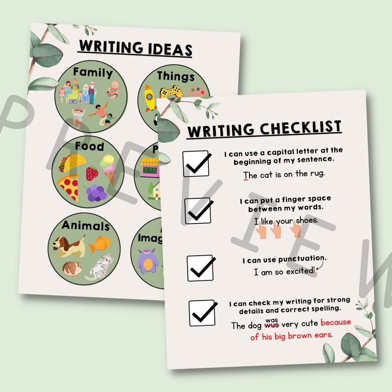 Writing Posters Writing Center Posters Educational Posters Eucalyptus ...