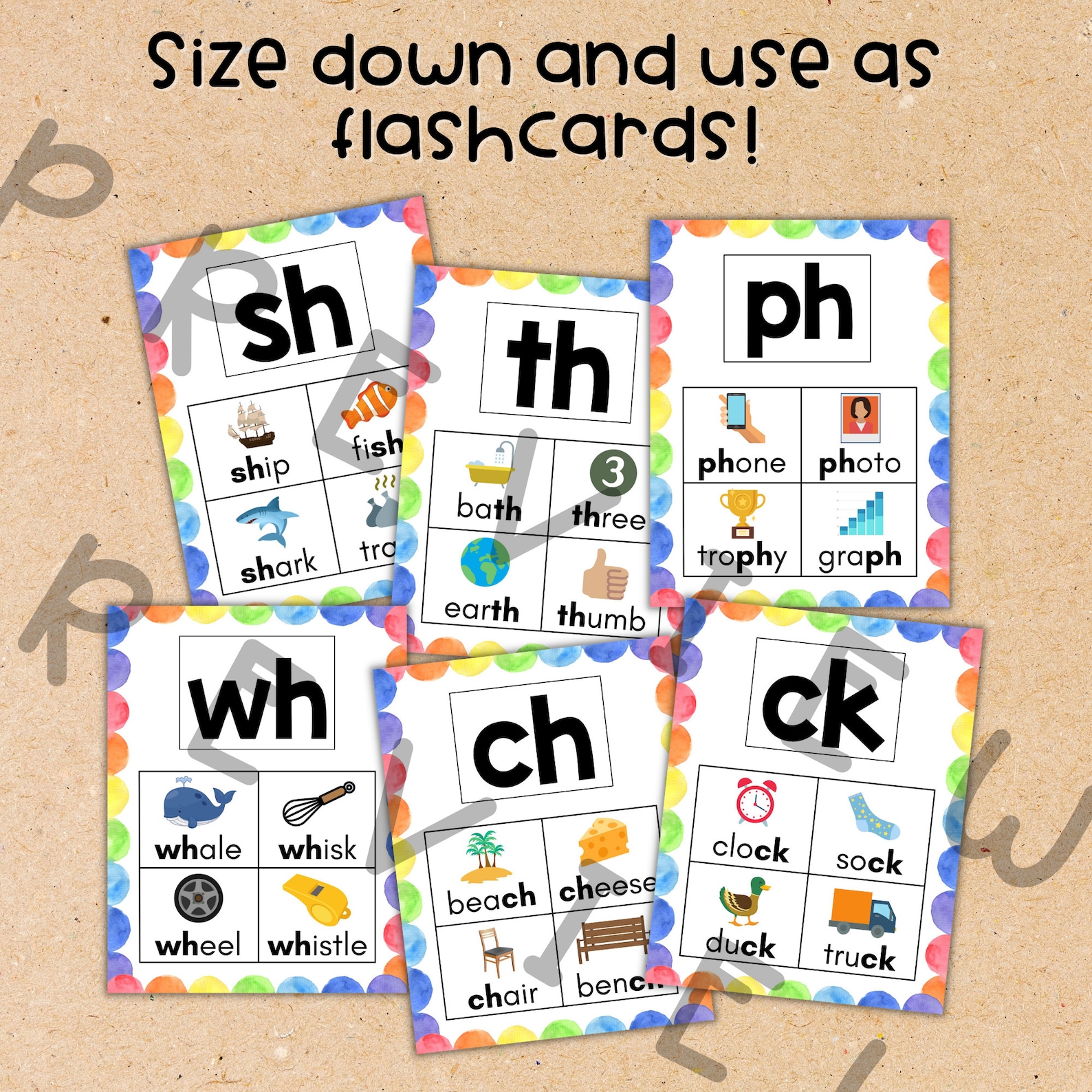 Digraph Flashcards Digraph Posters Rainbow Theme Digraph Signs ...