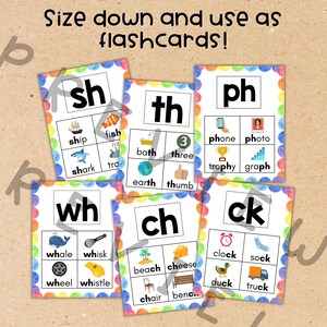 Digraph Flashcards Digraph Posters Rainbow Theme Digraph Signs ...