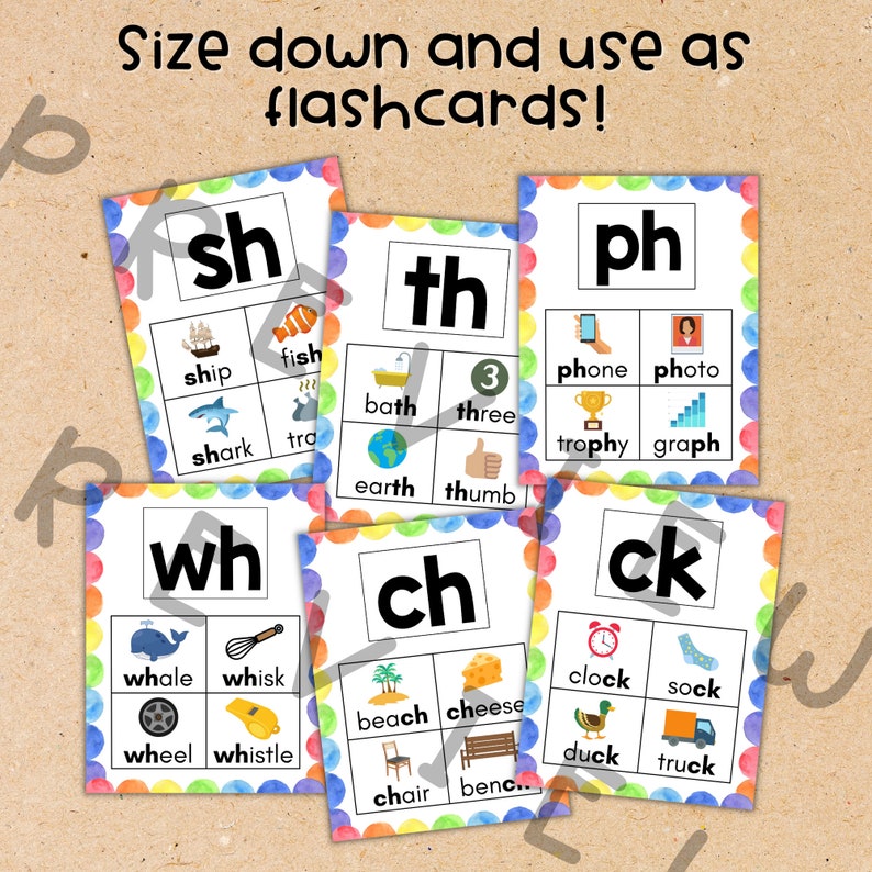 Digraph Flashcards Digraph Posters Rainbow Theme Digraph Signs ...