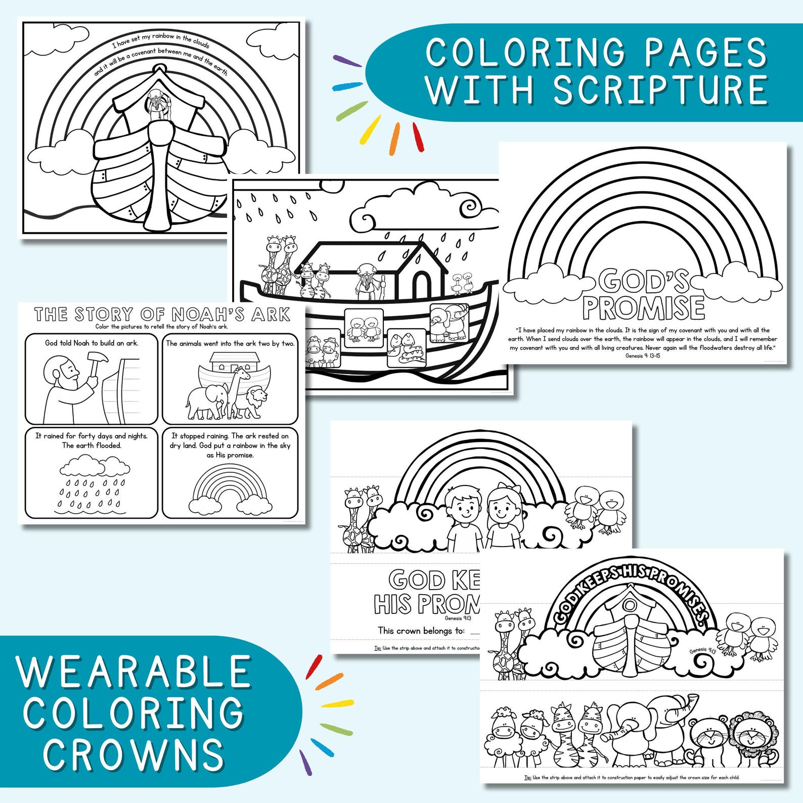 Noah’s Ark Bible Story Printables | Noah’s Ark Unit, Mini Book ...