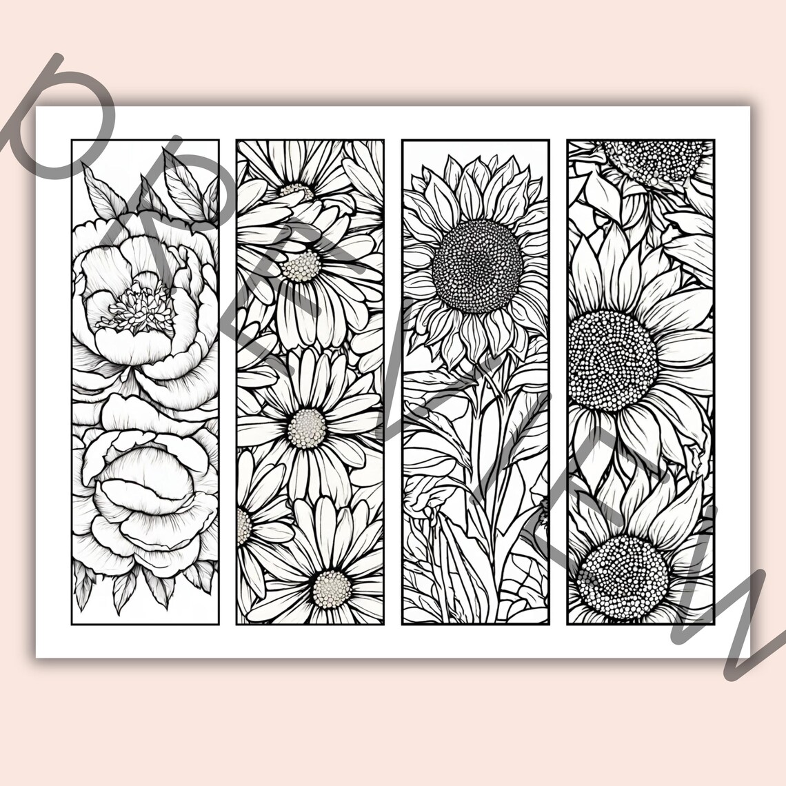 Floral Printable Coloring Bookmarks Flower Coloring Printable Bookmarks ...