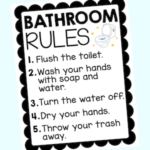 Bathroom Rules Posters – Classroom Restroom Decor (set of 6) (PDF ...