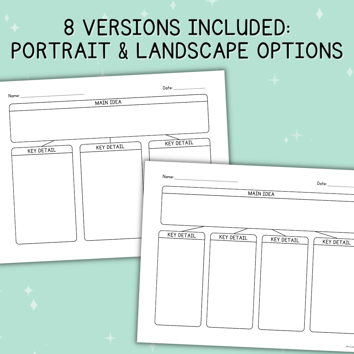 Main Idea Key Detail Graphic Organizers, Reading Comprehension ...