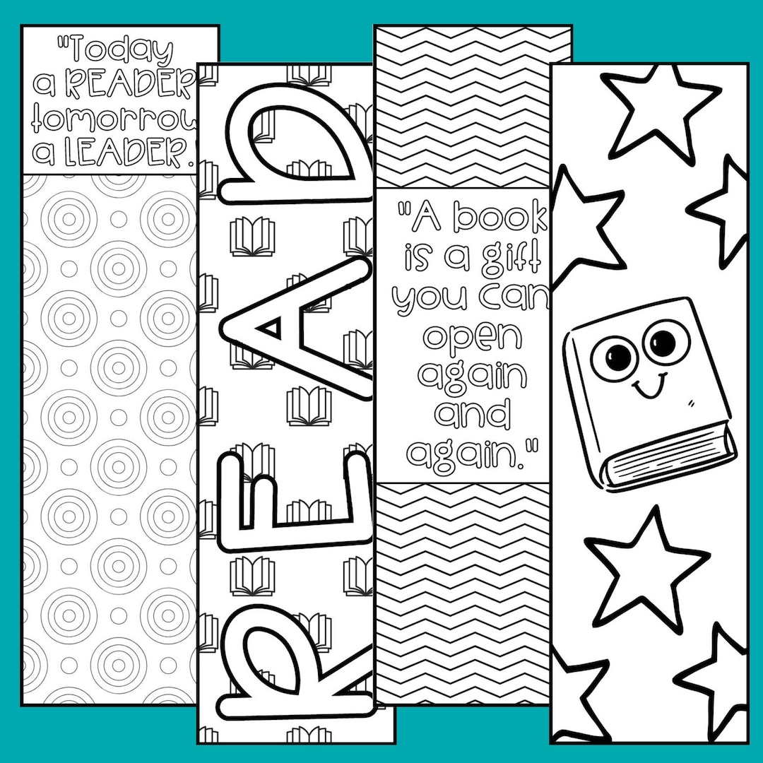 Color Your Own Bookmarks, Reading Theme (printable PDF) - Etsy Australia