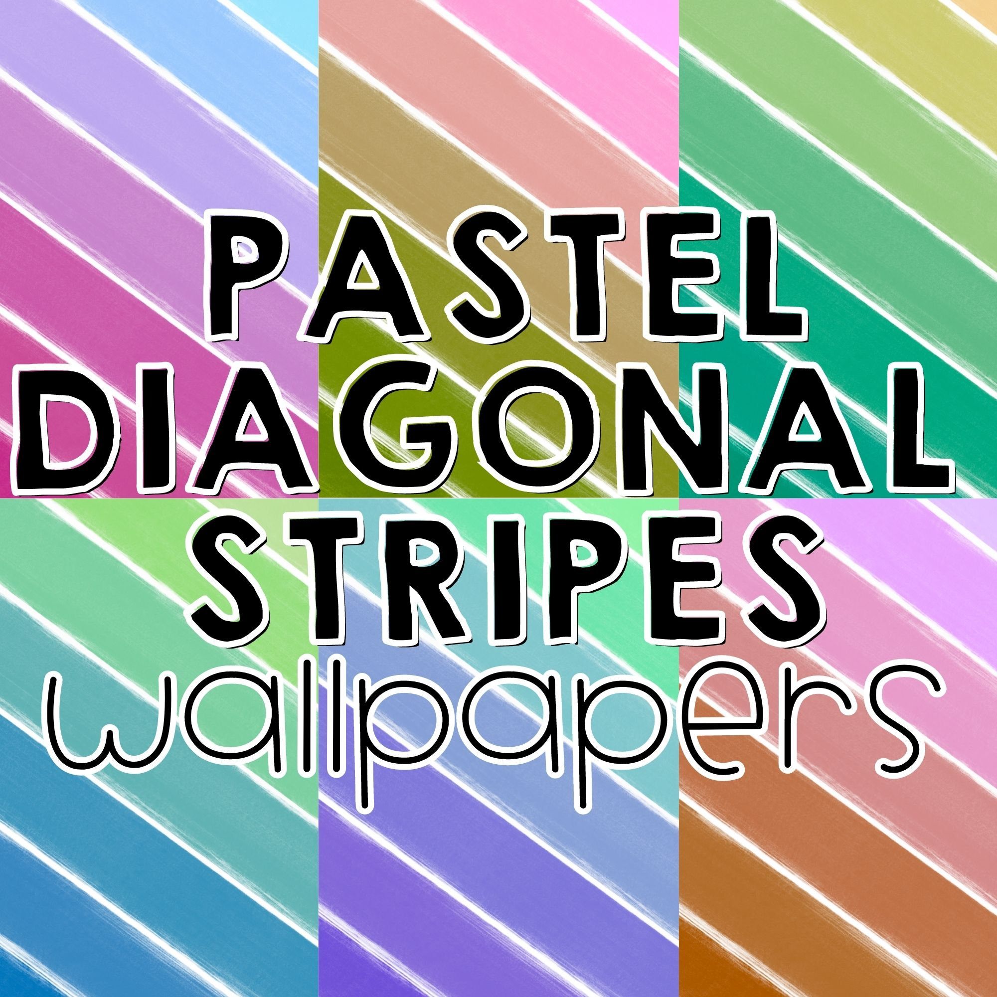 Pastel Desktop Wallpaper Diagonal Stripes Digital Paper Digital ...