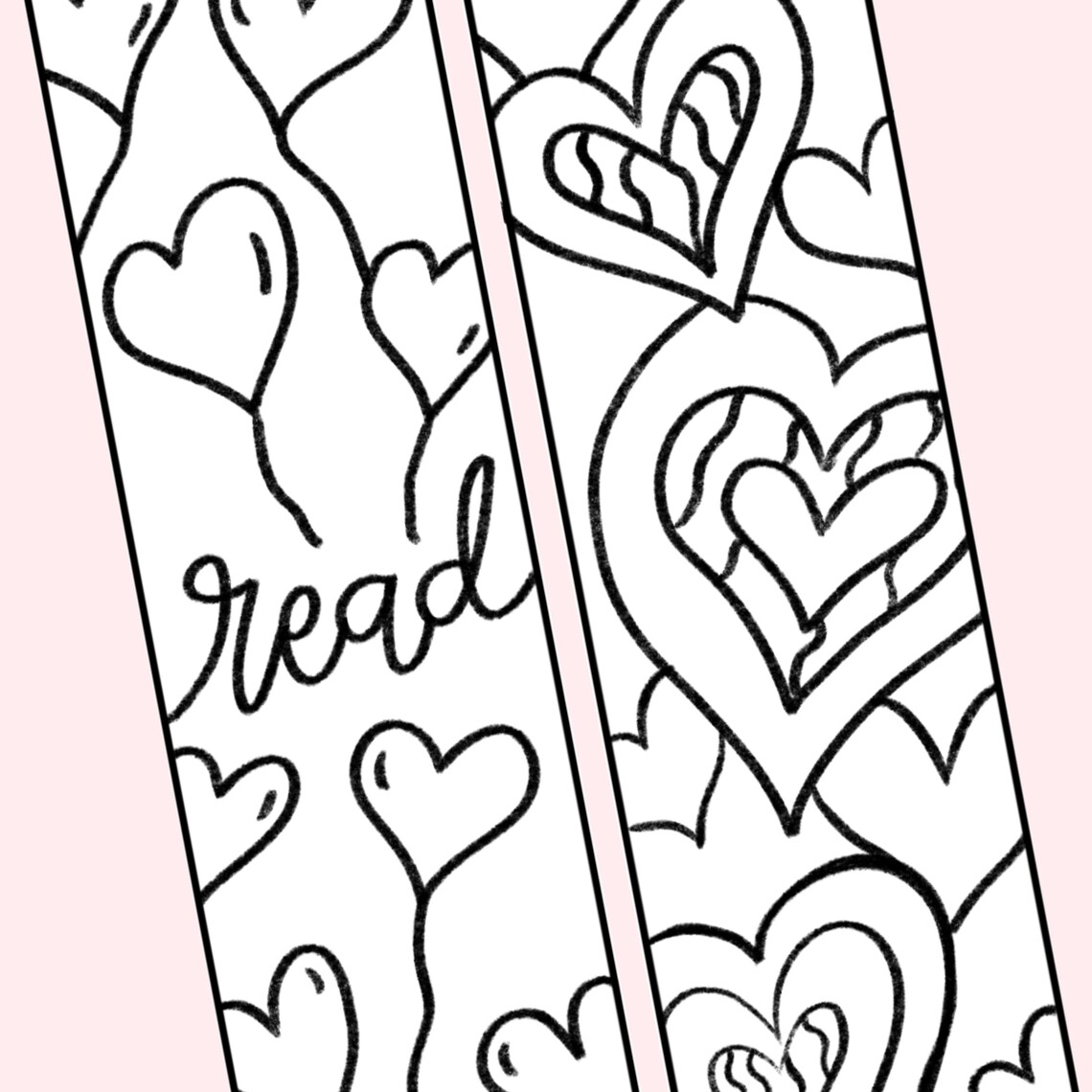 Heart Coloring Bookmarks Printable Bookmarks Cute Valentines Day ...