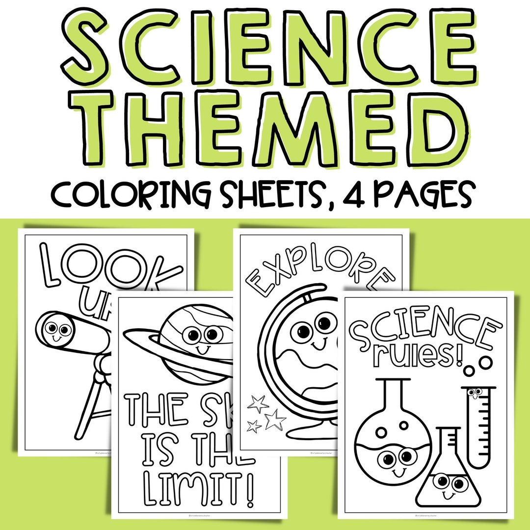 Science Coloring Pages Globe Beaker Planet Cartoon - Etsy