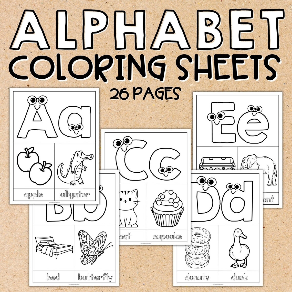 Alphabet Coloring Pages for Kids, ABC Printable Coloring Book, Learning ...