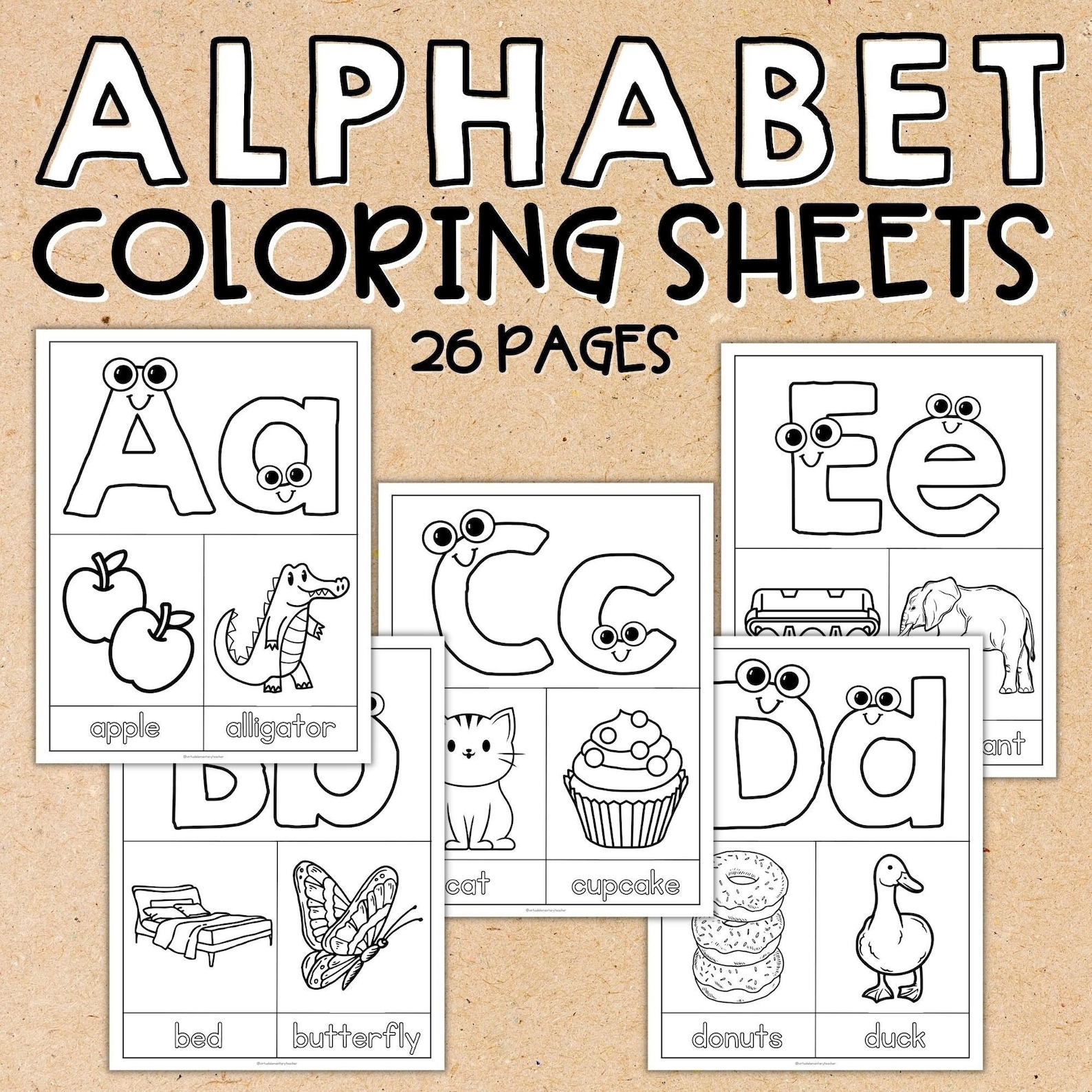 Alphabet Coloring Pages for Kids, ABC Printable Coloring Book, Learning ...