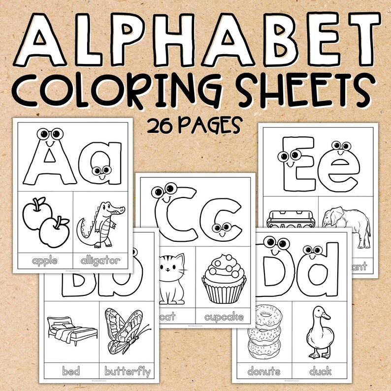 Alphabet Coloring Pages for Kids, ABC Printable Coloring Book, Learning ...