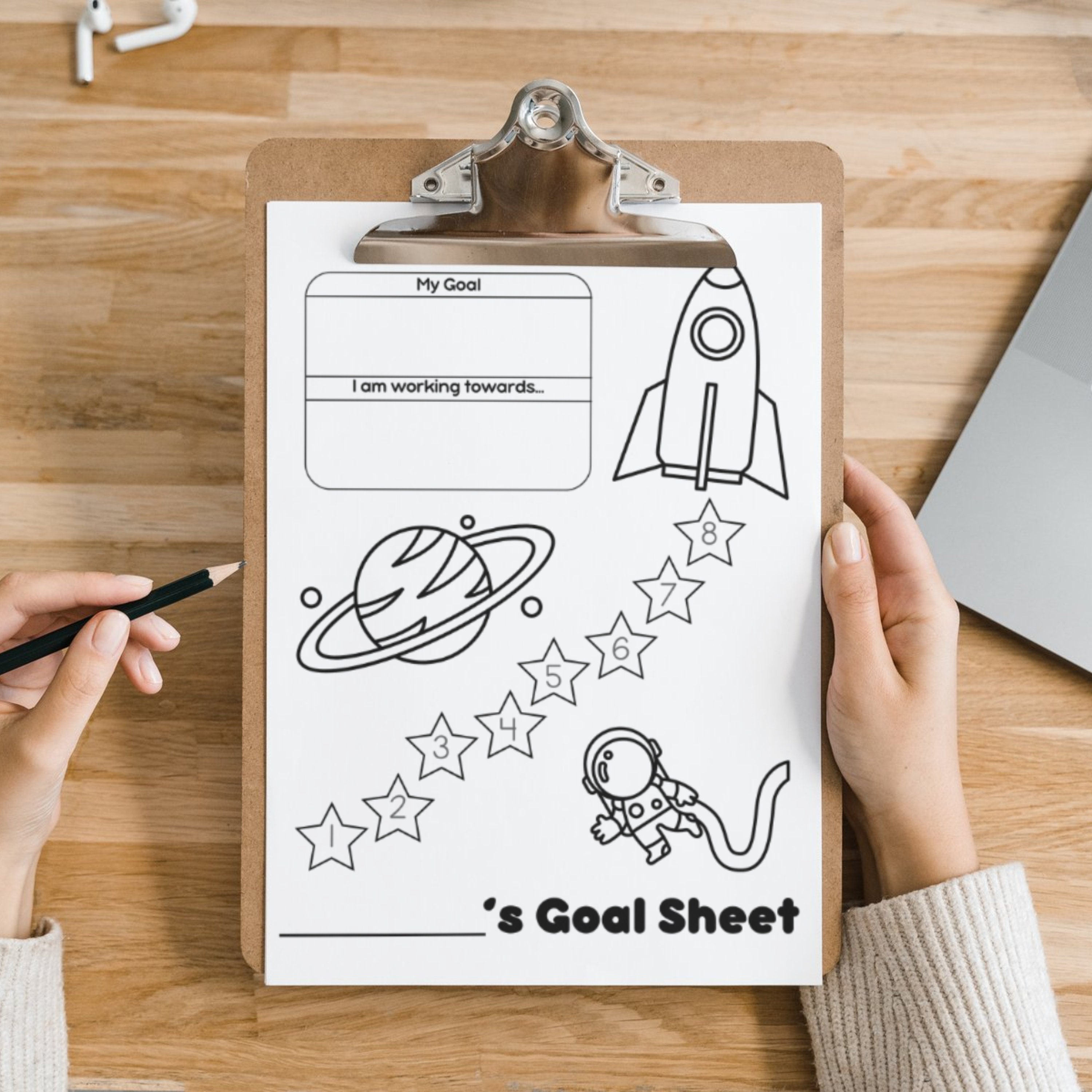 Goal Chart Goal Tracker Sheet Kids Space Themed Reward Chart Kids ...