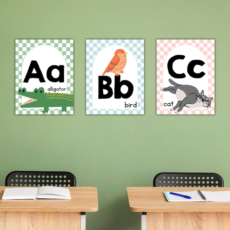 Pastel Checkered Alphabet Posters - Classroom ABC Decor (PDF) - Etsy