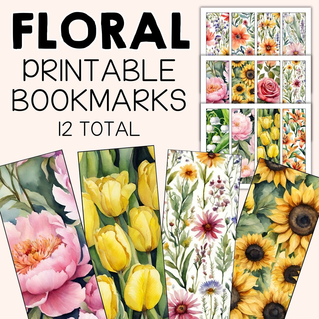 Floral Printable Bookmarks Flower Bookmarks Printable Bookmark ...