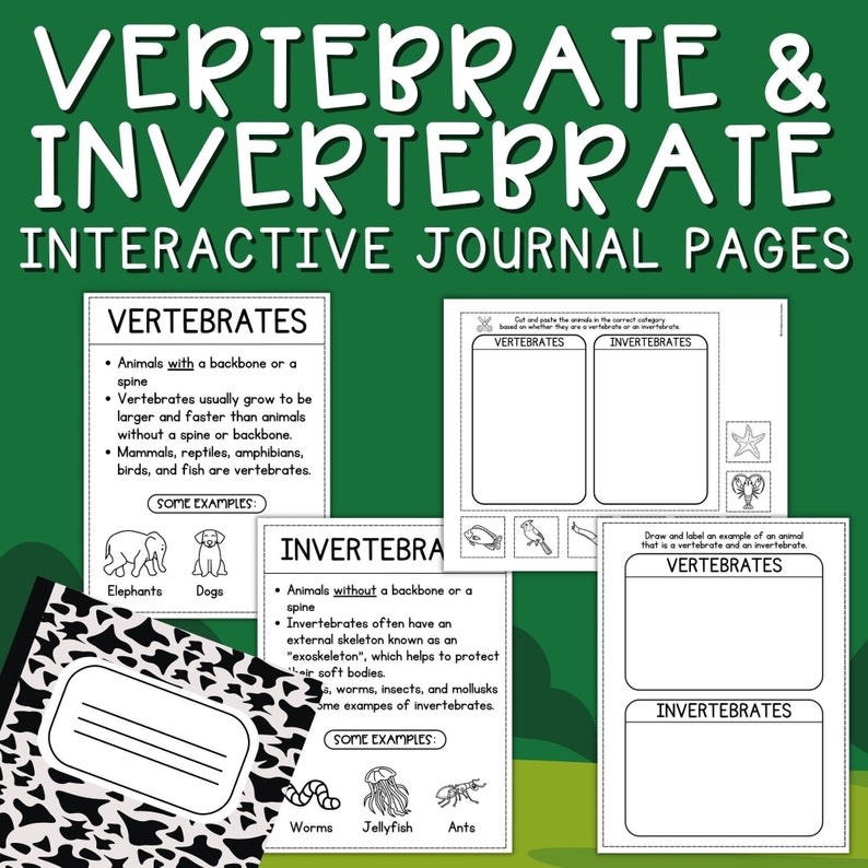 Vertebrate and Invertebrate Interactive Notebook Pages Animal ...
