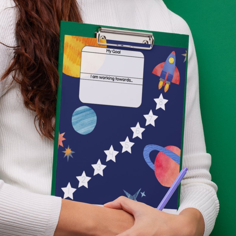 Goal Chart Goal Tracker Sheet Kids Space Themed Reward Chart Kids ...