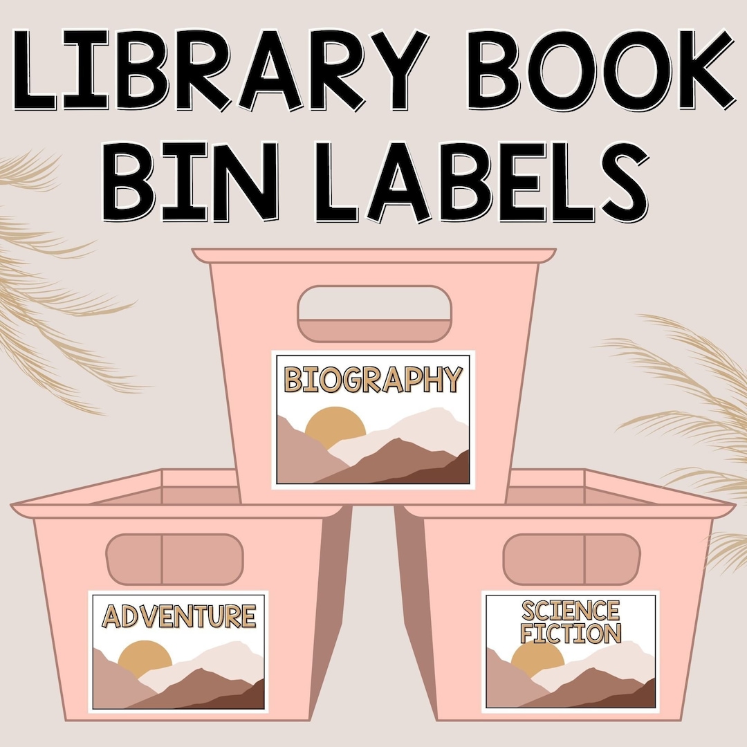Library Book Bin Labels Boho Mountains Theme Book Genre Labels & Blank ...