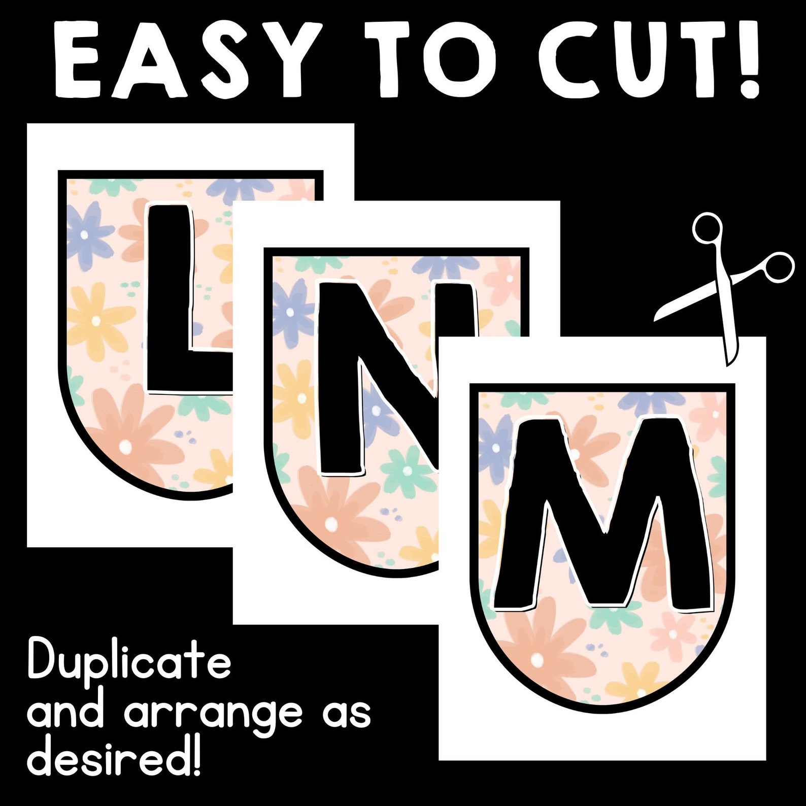 Bulletin Board Letters Pastel Flower Banner Flags Printable Banner ...