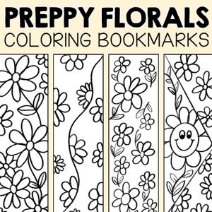 Preppy Flower Coloring Bookmarks Cute Printable Bookmarks to Color ...