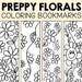 Preppy Flower Coloring Bookmarks Cute Printable Bookmarks to Color ...