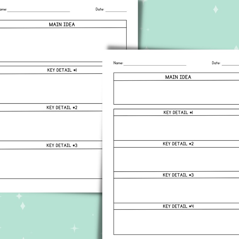Main Idea Key Detail Graphic Organizers, Reading Comprehension ...
