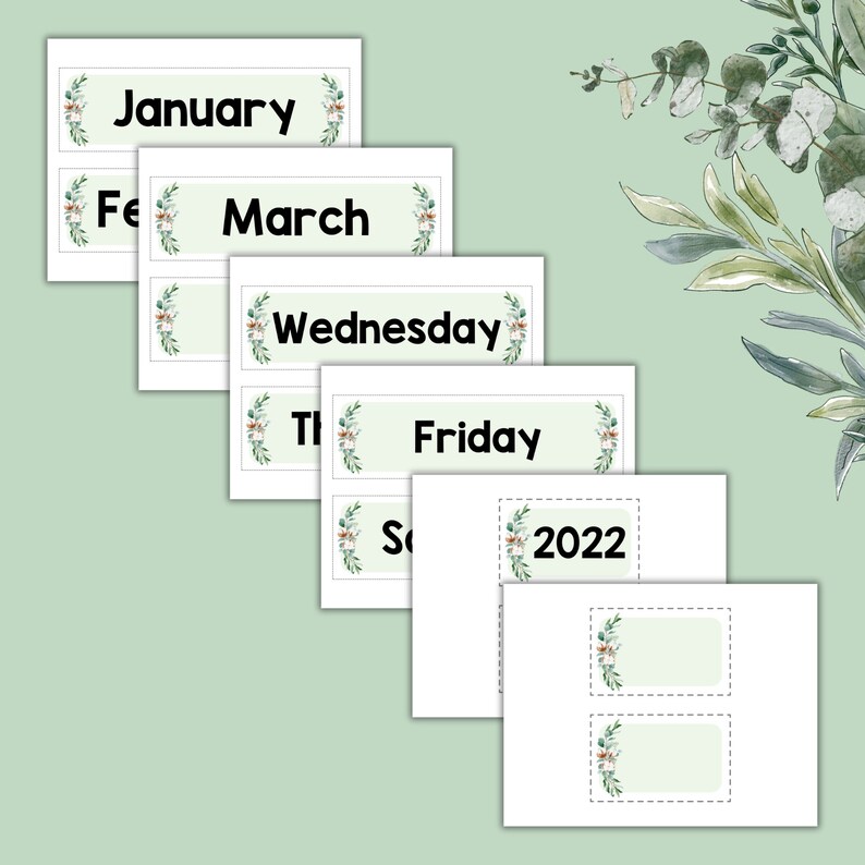 Printable Calendar Labels Printable Pocket Chart Calendar Label Set ...