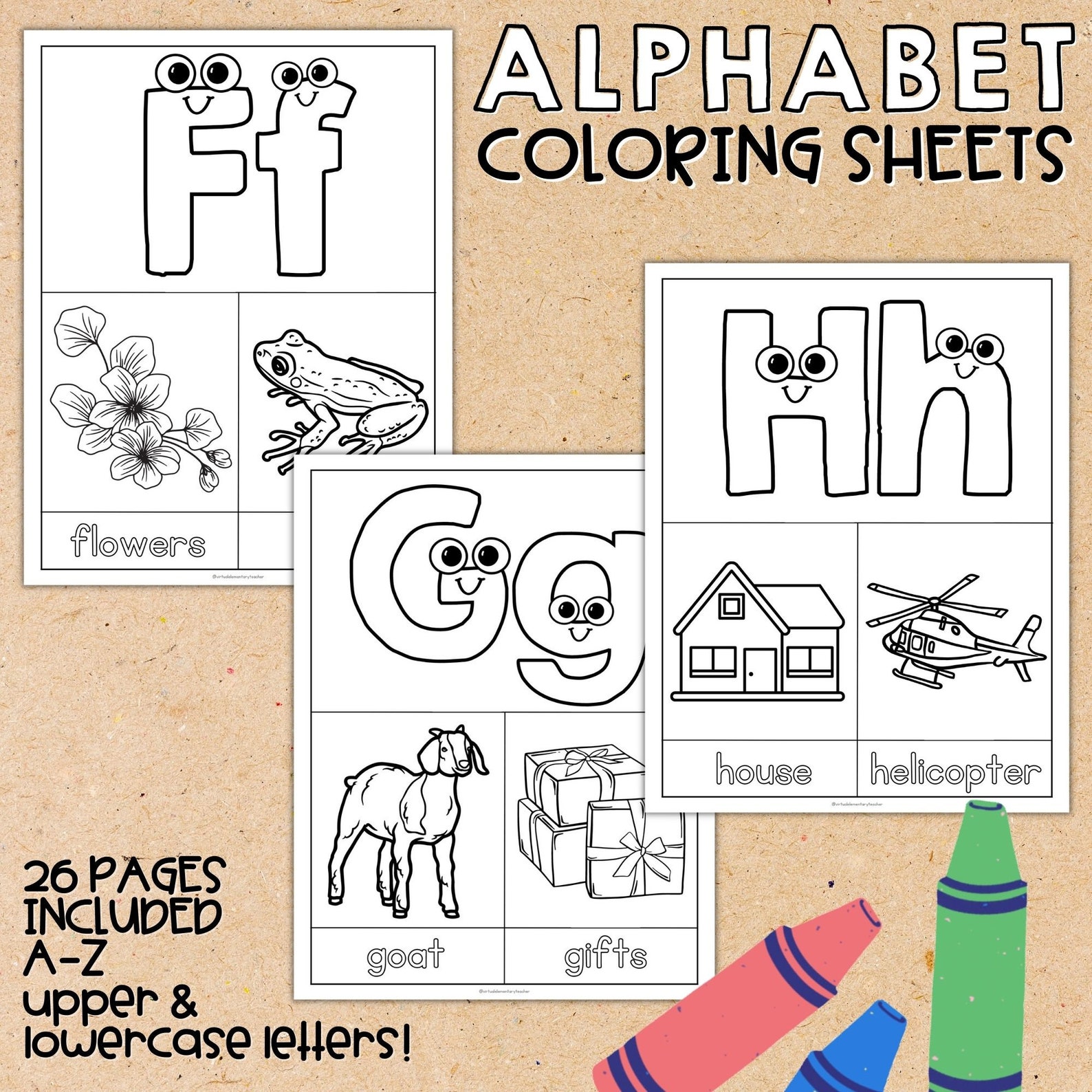 Alphabet Coloring Pages for Kids ABC Printable Coloring Book Learning ...